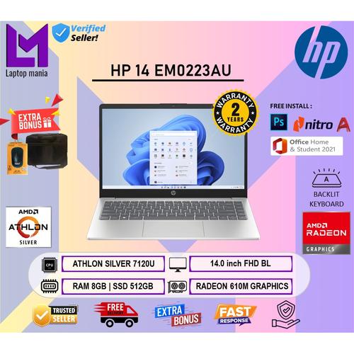 Jual Laptop HP 14 Athlon Silver 7120U 8GB DDR5 512GB 14 inch FHD BL ...