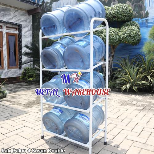 Jual Rak Galon Susun 4 Double 8 Galon Tempat Galon Susun Besi Putih - 2 ...