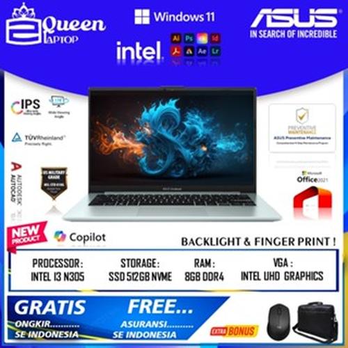 Jual ASUS VIVOBOOK GO 14 E1404GA I3 N305 8CORE 8GB 512GB W11+OHS 14 ...