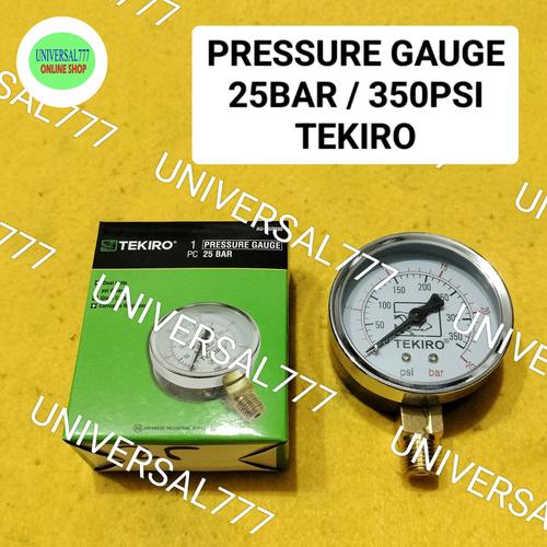Jual 25Bar 350Psi Pressure Gauge TEKIRO Manometer 25 Bar 350 Psi Alat ...