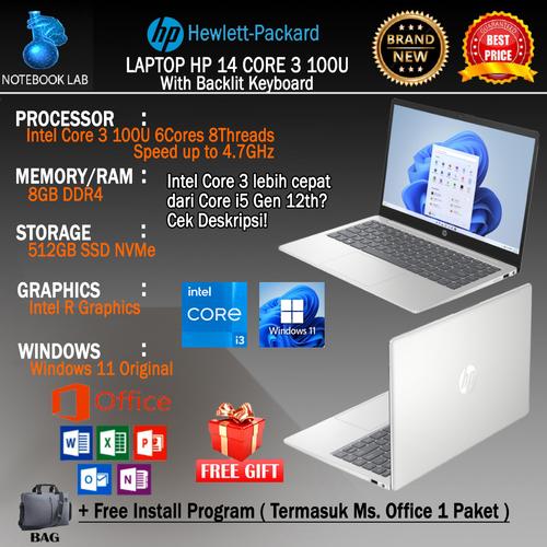 Promo Laptop Hp Core i3 Gen 14th RAM 32GB SSD NVMe 1TB Windows 11 ...