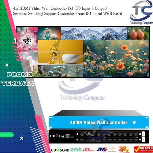 Jual 4K HDMI Video Wall Processor 6 Input 6 Output with Video Wall Controller 2x3 3x2 Seamless ...