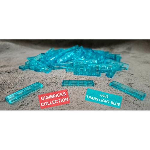 Jual Lego Part Original 2431 Trans-Light Blue Tile 1 x 4 paket isi (100 ...