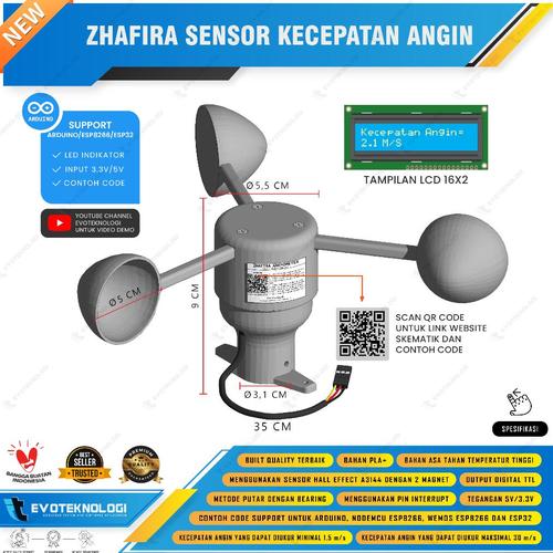 Jual * Zhafira Sensor kecepatan angin Anemometer Wind Speed Support ...