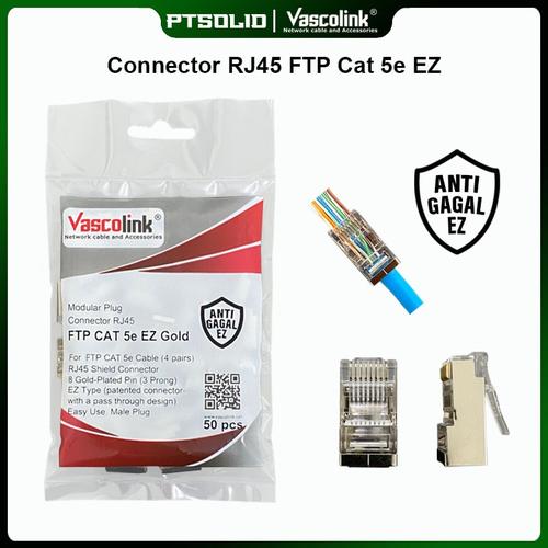 Jual Vascolink RJ45 Connector FTP Cat 5e EZ Gold pin Isi 50pcs ...
