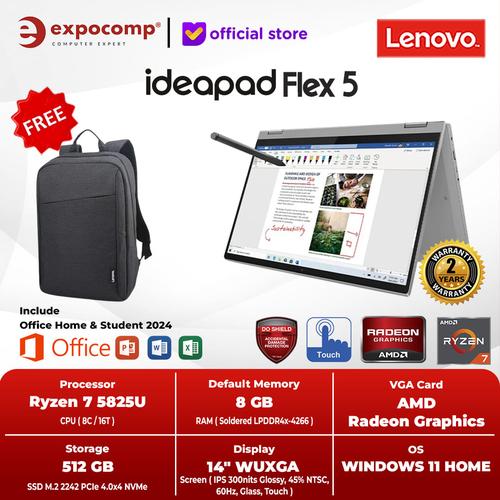 Promo LENOVO FLEX 5 2in1 14ABR8 EHID EJID AMD RYZEN 7 5825U 16GB 512GB ...