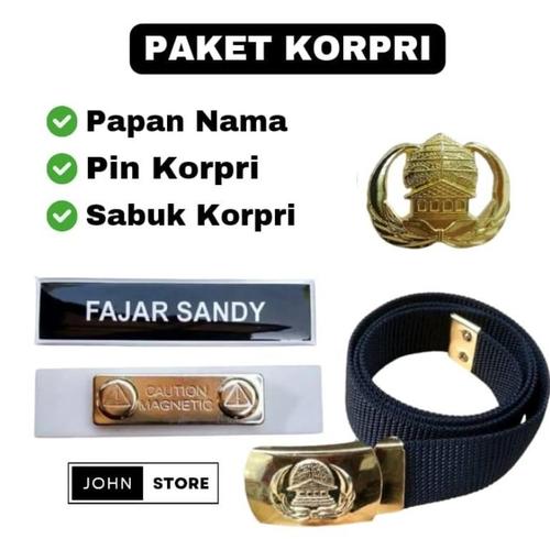 Jual Paket Name Tag ASN (Papan Nama Pin Korpri Dan Sabuk) - Magnet ...