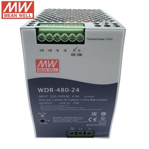Jual MEAN WELL WDR-480-24 480W 24V Wide Input Industrial DIN Rail Power Supply 180-550V AC to ...