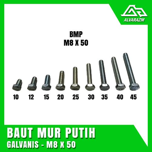 Jual Baut Mur Putih BMP Hexagon Hex Galvanis M8x50 M8 x 50 mm - Kab. Bogor - Alvarazm Tools ...