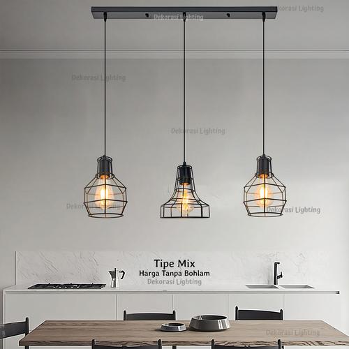 Jual lampu gantung 3in1 dapat 1set 3lampu minimalis hias kop plafon panjang - Tipe D - Jakarta ...