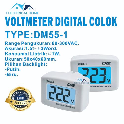 Jual Voltmeter Digital Colok DM55-1 AC 80-300V Voltage Stop Kontak ...