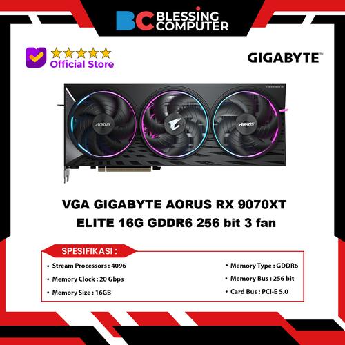 Promo VGA GIGABYTE AORUS RX 9070XT ELITE 16G GDDR6 256 bit 3 fan Cicil ...