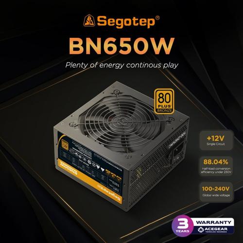 Jual Ready stok PSU SEGOTEP BN650W 650 Watt 80 PLUS BRONZE PSU Flat ...
