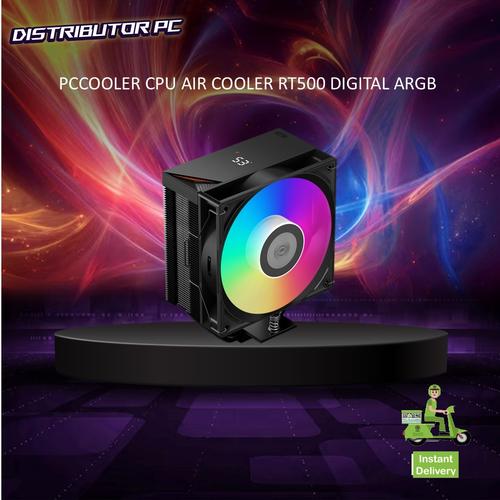 Promo PCCOOLER CPU AIR COOLER RT500 DIGITAL ARGB (1X 120MM ARGB FAN + 5 HEATPIPES + DIGITAL ...