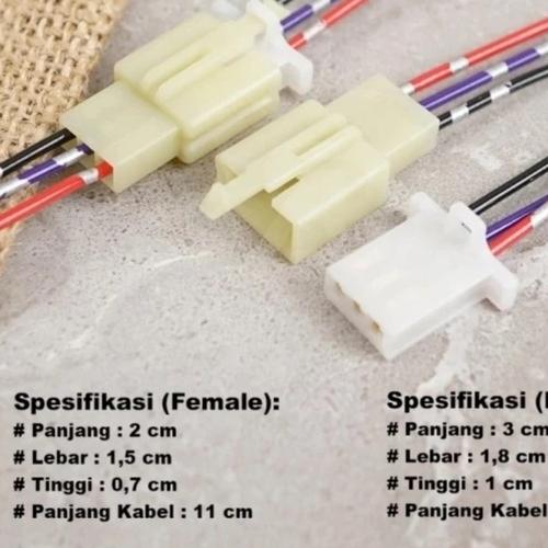 Jual Soket Sambung Motor Mobil 3Pin Kabel Tebal AWG18 18AWG Socket Konektor 3 Pin Kecil Sepasang ...