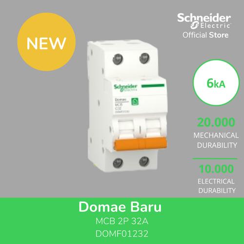 Jual BARU Schneider Electric Domae MCB 2P C 20A, 25A 6000A - DOMF01232 ...