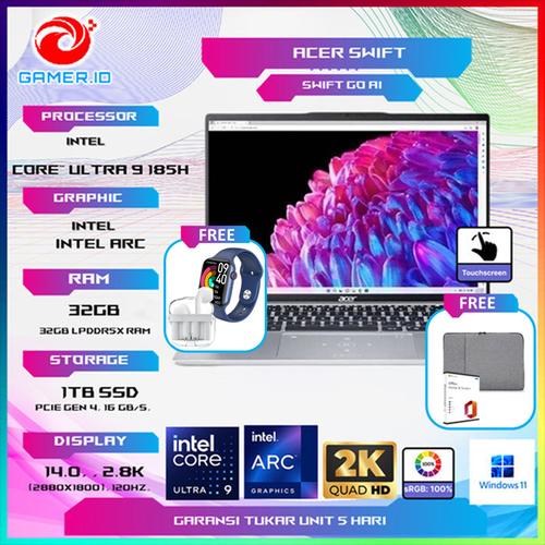 Promo Acer Swift Go AI Touch SFG14 Ultra 9 185H 32GB 1TB W11 OHS 14 ...