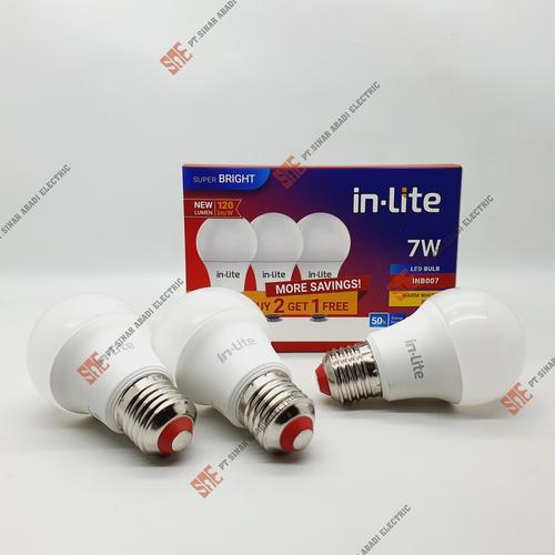 Jual Lampu LED Bulp 7W 7 Watt Inlite E27 / 3000K Kuning / Paket (2 + 1 ...
