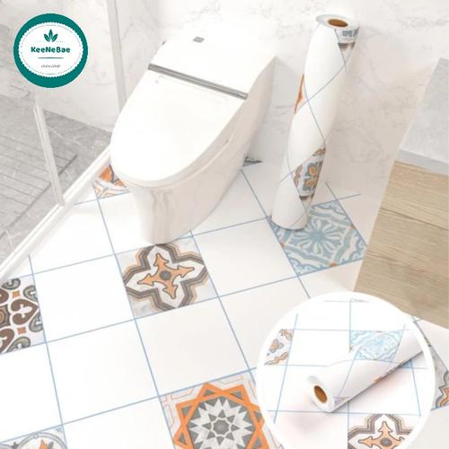 Jual wallpaper sticker premium Lantai kamar mandi kotak abu tahan air ...