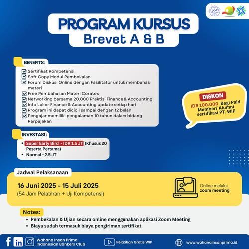 Jual Program Kursus/ Pelatihan & Ujian Brevet Pajak A & B - Kota Bandung - PT Wahana Insan Prima ...