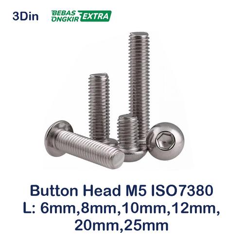 Jual Baut L Button M5 Stainless Steel ISO7380 Button Head Screw Hex Socket 6 8 10 12 20 M5x6 ...