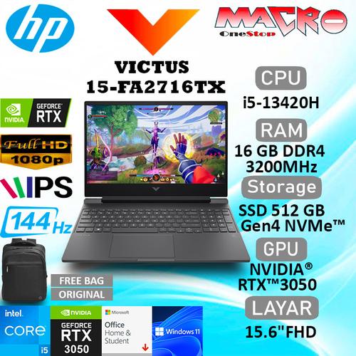 Promo HP VICTUS 15-FA2716TX i5-13420H 16GB SSD 512GB RTX3050 15.6" FHD ...