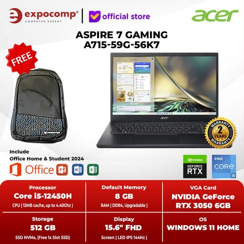 Promo ACER ASPIRE 7 GAMING PRODUCTIVITY A715-59G-56K7 BLACK CORE i5 ...