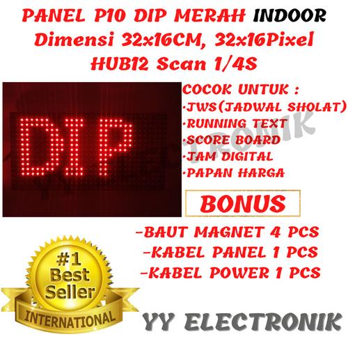 Jual Panel Module Modul LED P10 Running Text DIP Merah Red Semi outdoor ...