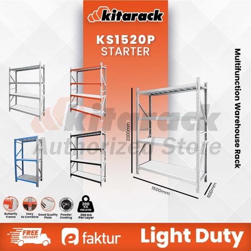 Promo KITARACK KS1520 Putih Rak Gudang Besi 200KG / Layer Rack Starter ...