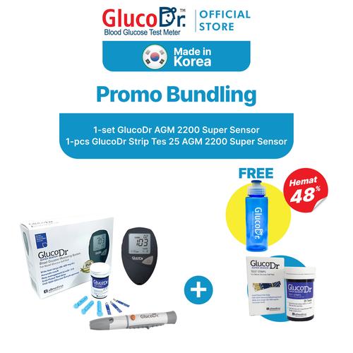 Promo [Bundle] GlucoDr AGM 2200 Super Sensor Fullset + AGS 25 Strip ...