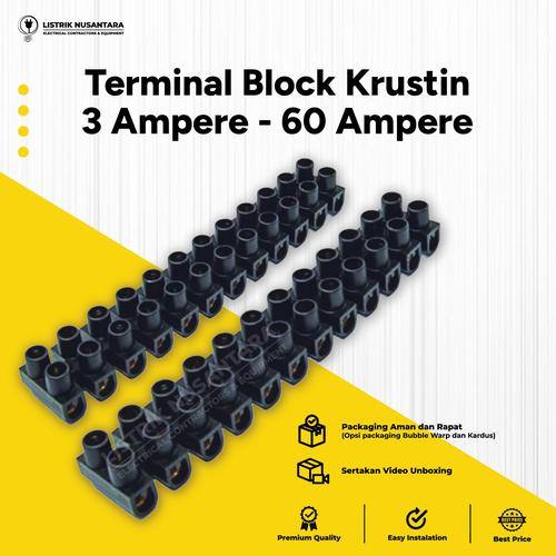 Jual Terminal Block Krustin 3 Ampere - 60 Ampere Warna Hitam Merek TAB ...