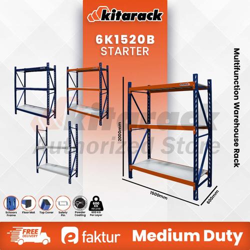 Jual KITARACK 6K1520 Biru Rak Gudang Besi 600KG / Layer Rack Starter 3 ...