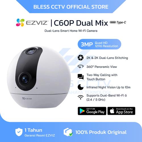 Jual IP Camera CCTV Ezviz C60P Dual Lens 2K Smart 360° Pan & Tilt CCTV ...