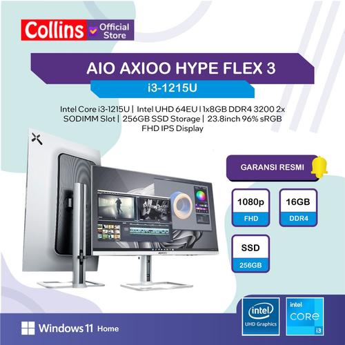 Promo AIO AXIOO HYPE FLEX 3 I3 1215U 8GB 256GB 23.8 FHD IPS DOS/W11 - DDR4 8GB, DOS Cicil 0% 3x ...