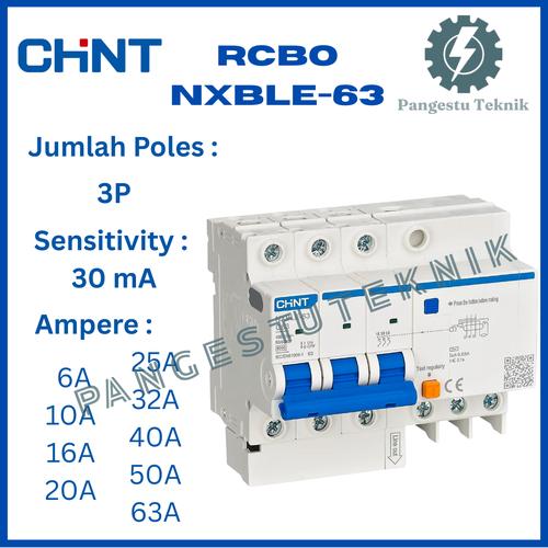 Jual Chint NXBLE-63 RCBO (MCB + ELCB) - 3P | Rated Current 6A 10A 16A 20A 25A 32A 40A 50A 63A ...