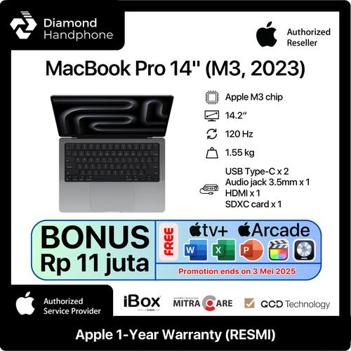 Promo Apple MacBook Pro 14 inch 2023 M3 8GB 512GB 1TB Space Gray Silver ...