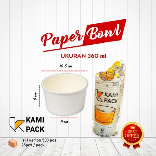 Jual PAPER BOWL PUTIH KRAFT POLOS UK 360 ML 500 ML 650 ML 800 ML MERK ...