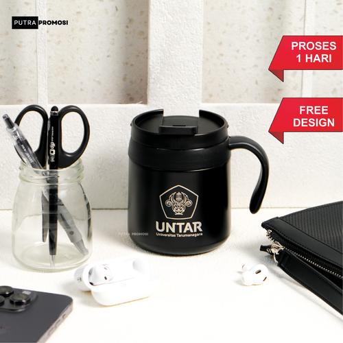 Promo MUG Stainless Steel 350ml Premium Bisa Custom Logo - Hitam, polos ...