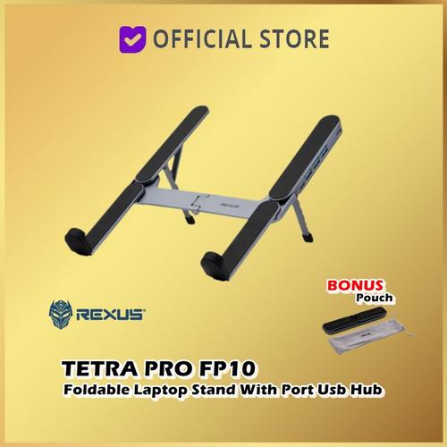 Jual Rexus Tetra Pro FP10 Foldable Laptop Stand With Port Usb Hub Type C & USB 3.0 Stand Lipat ...