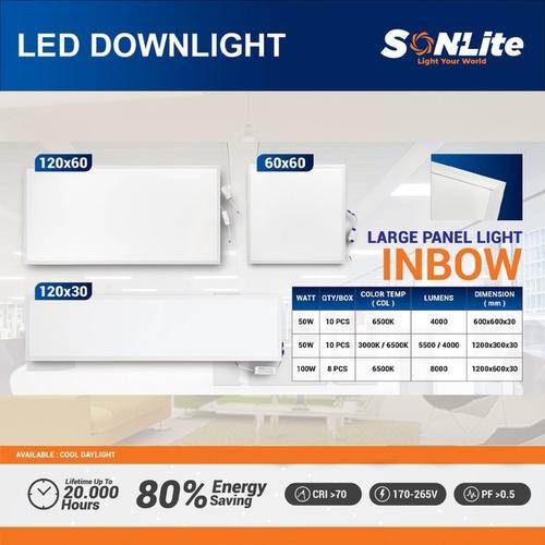 Jual SONLITE LED Downlight Panel 120x60 / 120x30 / 60x60 50Watt 7000k ...
