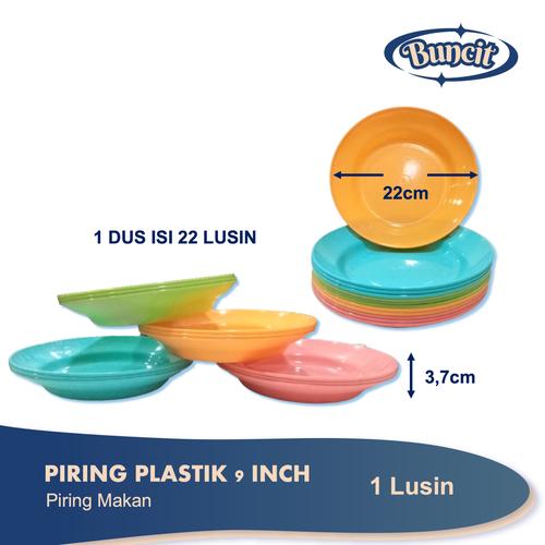 Jual 1 Lusin / 12 Pcs Piring Makan Plastik Ukuran 9 inch / Piring ...