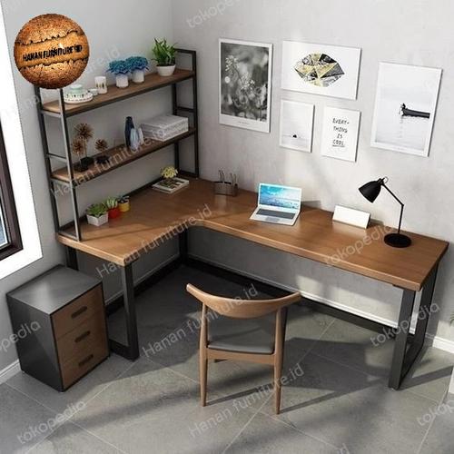 Jual meja kerja letter L dan rak susun buku minimalis - Kab. Lebak ...