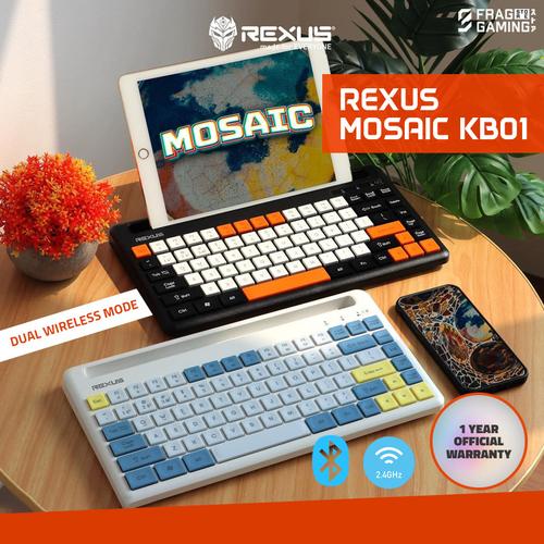 Jual Rexus Mosaic KB01 KB-01 Keyboard Dual Connection Gaming - BLACK ...