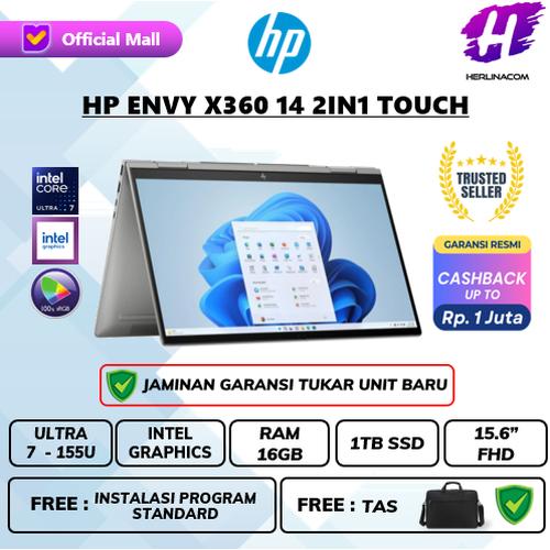 Promo Laptop Hp Envy X360 15 2in1 Touch Ultra 7 155U Ram 16Gb 512Gb Ssd ...