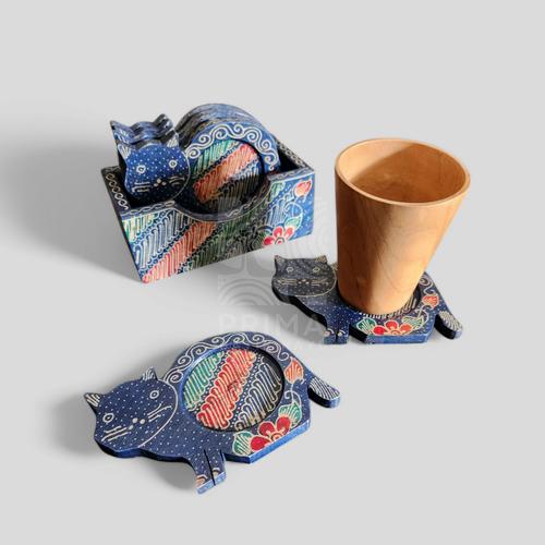 Jual Tatakan Batik Kayu Kucing Alas Gelas Estetik Oleh oleh khas Jogja ...