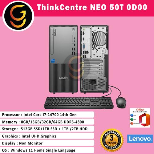 Jual CPU Lenovo ThinkCentre NEO 50T G5 0D00 i7-14700 8GB/16GB/32GB/64GB ...