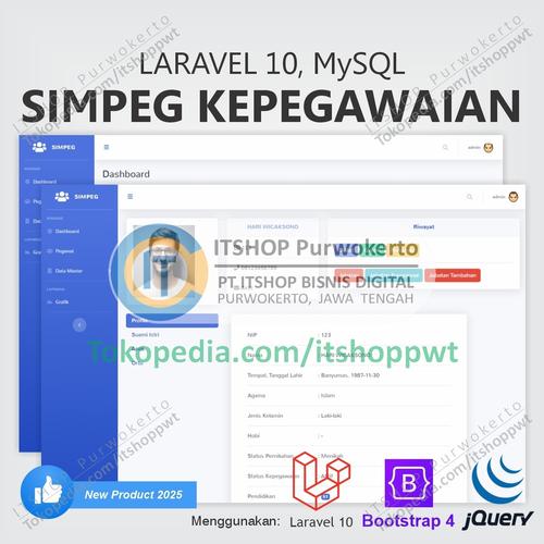 Jual Source Code Aplikasi Web SIMPEG Sistem Informasi Kepegawaian menggunakan Laravel MySQL ...
