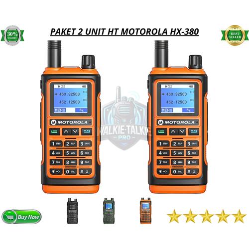 Jual Paket 2 Unit HT Motorola HX-380 Tri Band Walkie talkie two way radio jarak jauh 20KM Daya ...