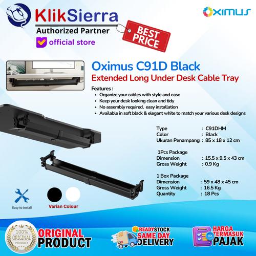 Jual OXIMUS C91D Black & White - Extended Long Under Desk Cable Tray ...