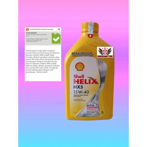 Jual OLI MESIN SHELL HELIX HX5 SAE 15W-40 1 LITER SCAN BARCODE BENSIN ...